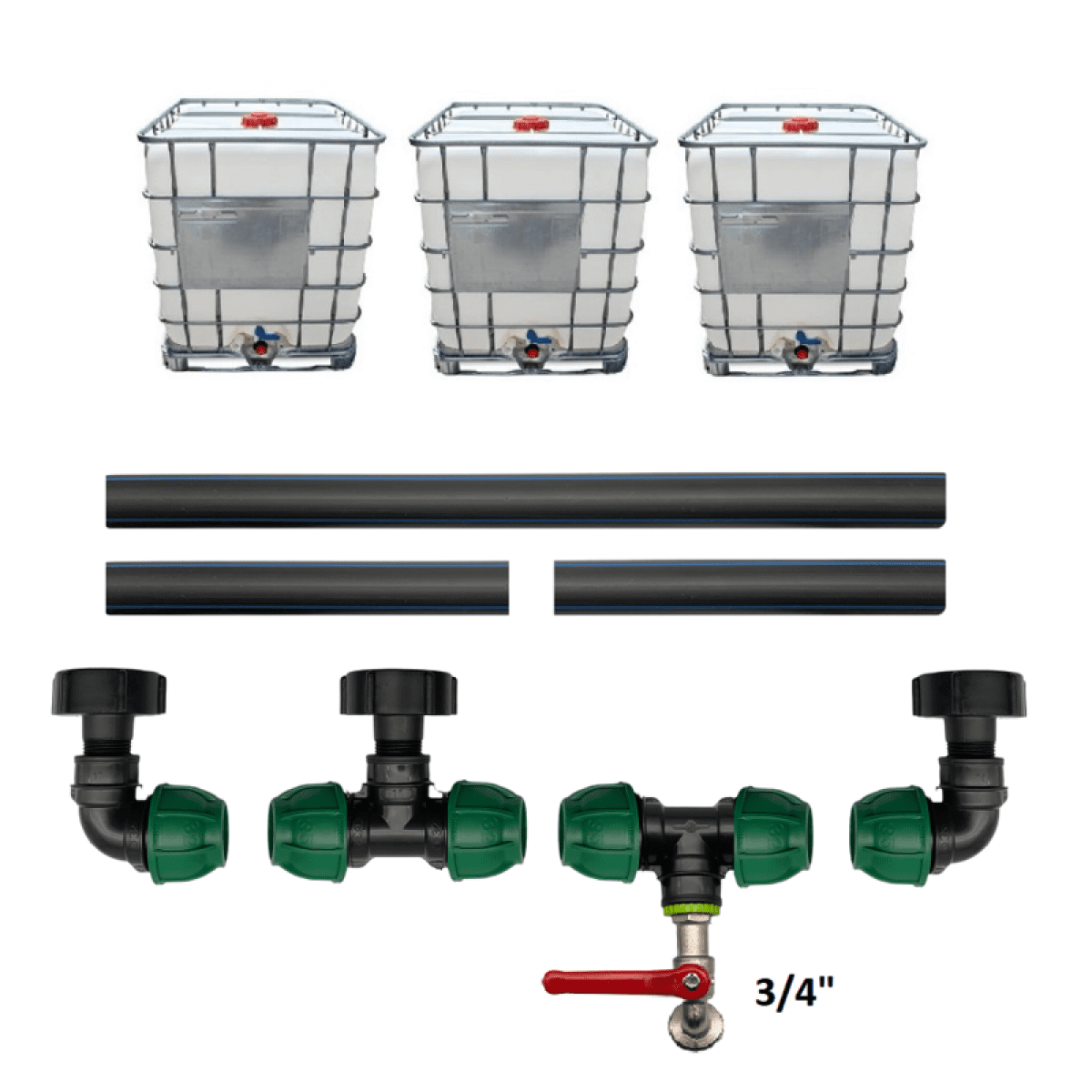 PROFI CONNECTION OF 3 IBC TANKS + 3/4" GARDEN TAP | Obal Centrum