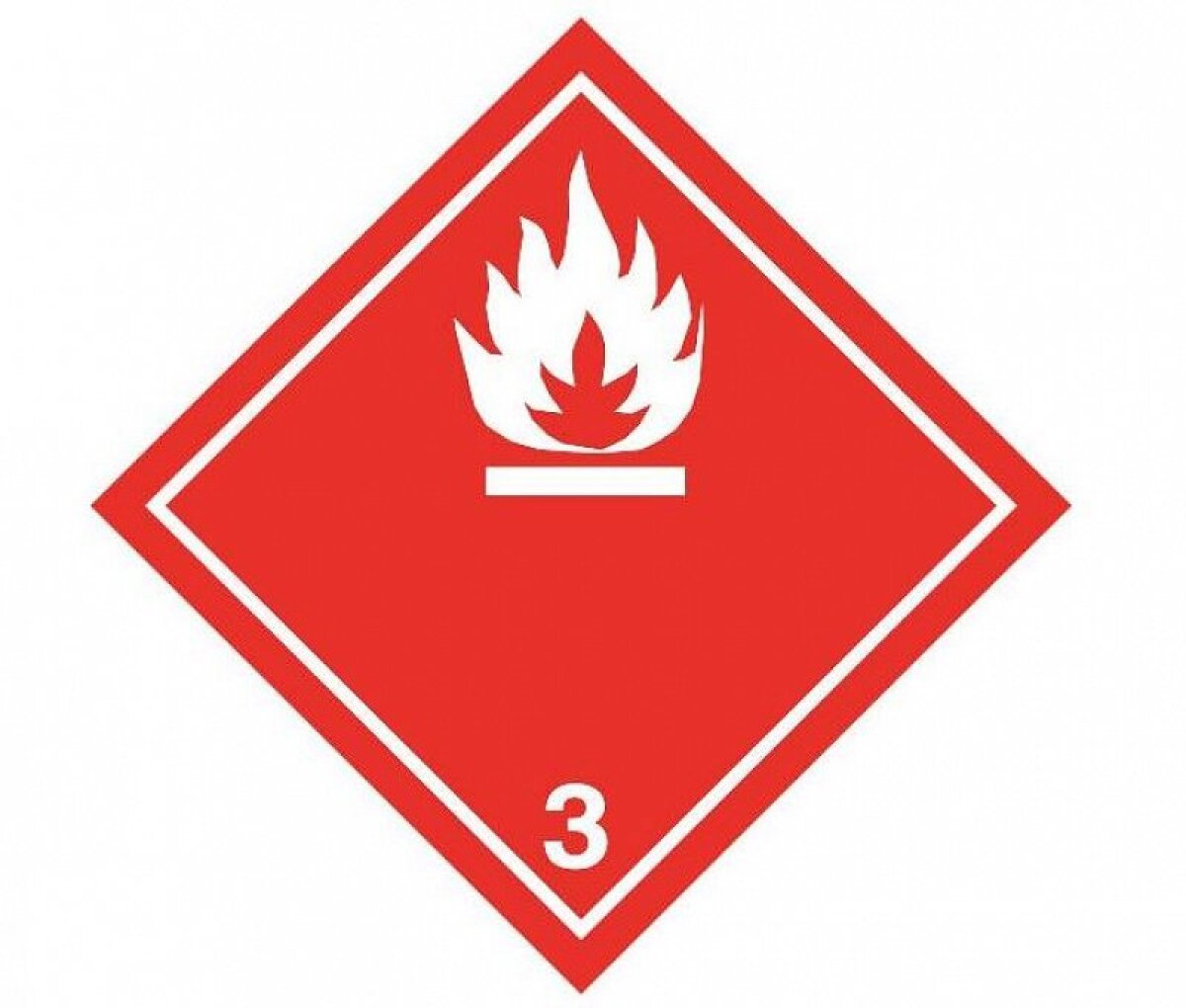ADR SELF-ADHESIVE STICKER - FLAMMABLE LIQUIDS NO. 3 - WHITE FLAME (10 x ...